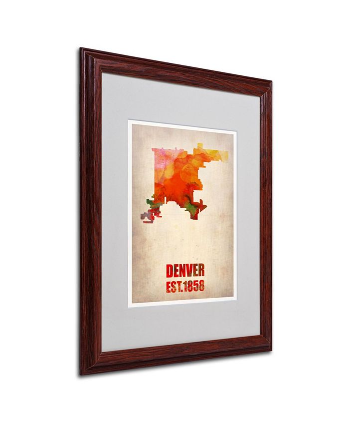 Trademark Global Naxart 'Denver Watercolor Map' Matted Framed Art - 16 ...