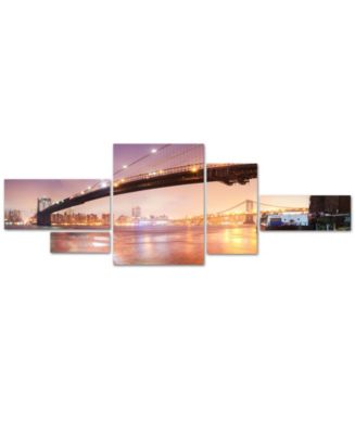 Moises Levy 'Brooklyn Bridge Pano 5' Multi Panel Art Set - 63" x 24" x ...