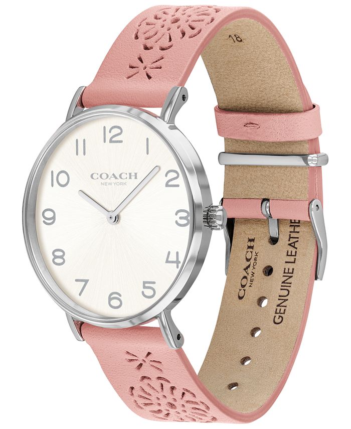 COACH Women's Perry Blush Floral Leather Strap Watch 36mm, Created for ...