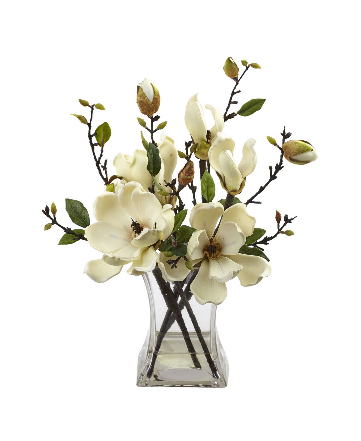 Click here for Nearly Natural Magnolia Arrangement with Vase - Wh... prices