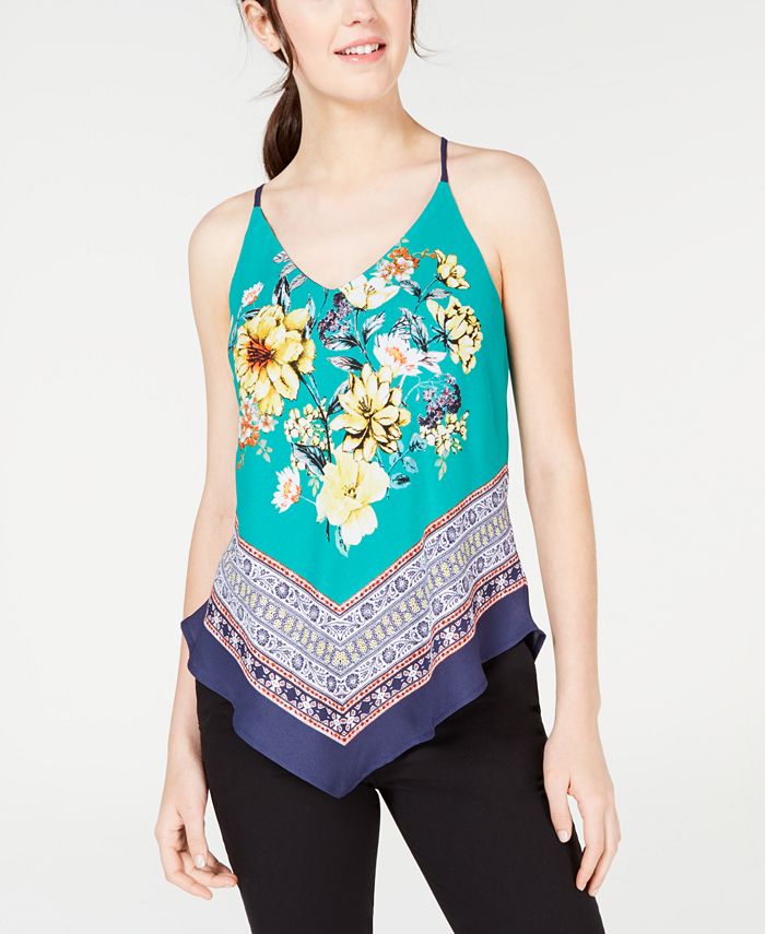BCX Printed V-Hem Top - Macy's