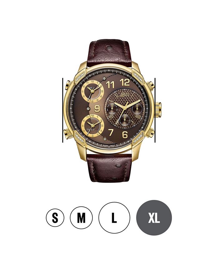 Jbw Men's Limited Edition G4 Leather Diamond (1/5 ct.t.w.) 18k Gold ...
