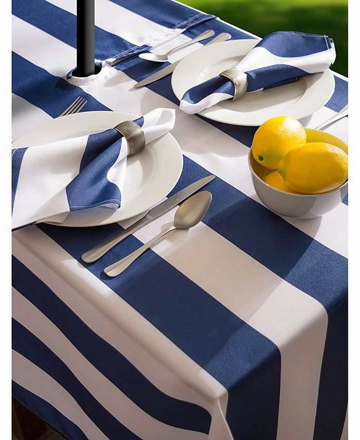 Design Imports Nautical Blue Cabana Stripe Outdoor Table cloth with ...