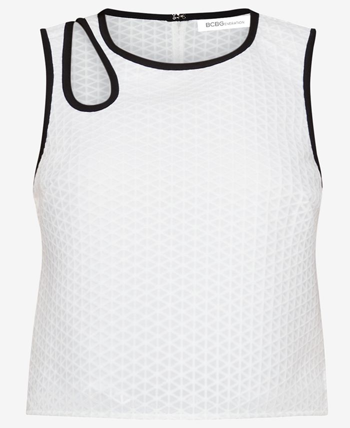 BCBGeneration Cutout-Neck Mesh Top - Macy's