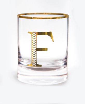 Qualia Glass Monogram Rim and Letter F Double Old Fashioned Glasses ...