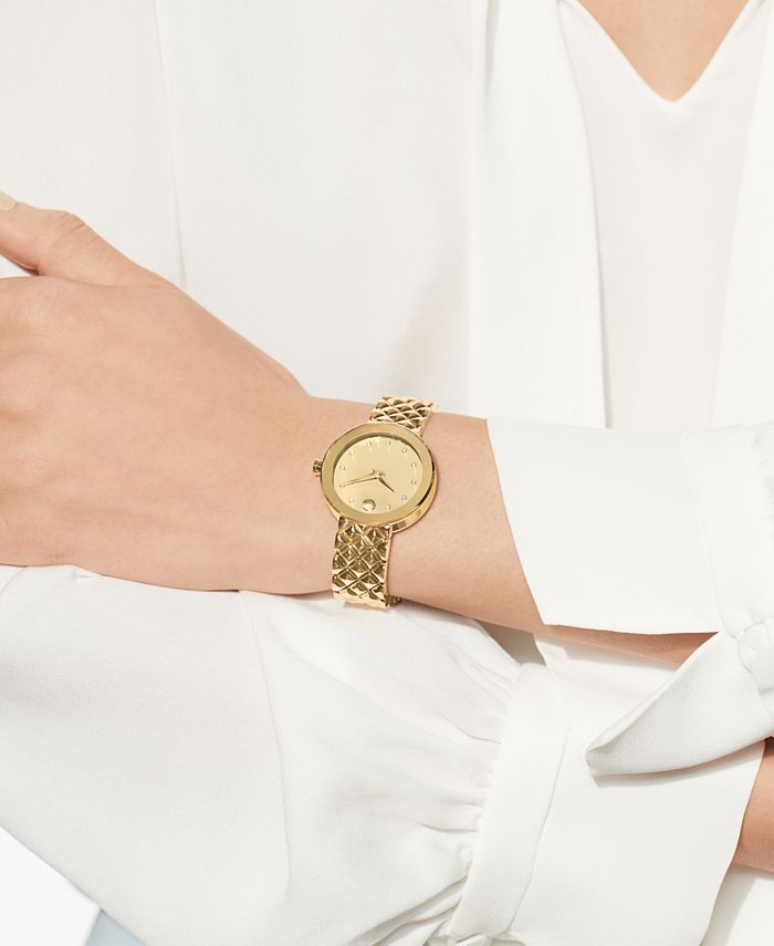 Movado Women's Swiss Sapphire Diamond-Accent Gold-Tone PVD Stainless ...