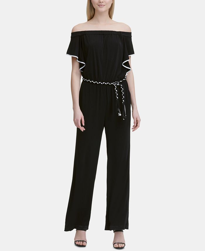 Calvin Klein Braid-Belt Jumpsuit - Macy's