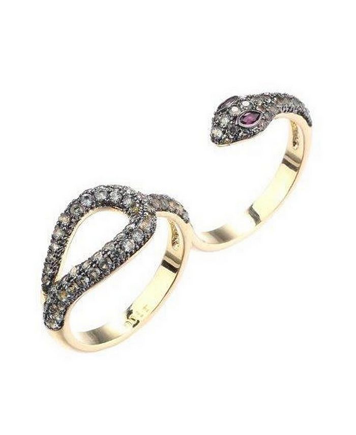 nOir Cubic Zirconia Double Finger Snake Ring - Macy's