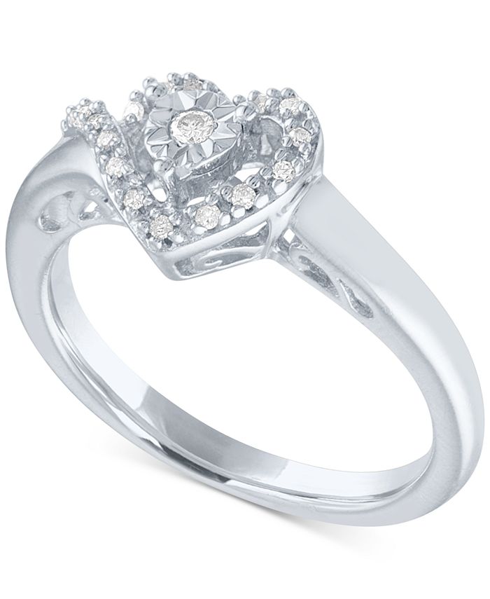 Promised Love Diamond Heart Promise Ring (1/10 ct. t.w.) in Sterling ...