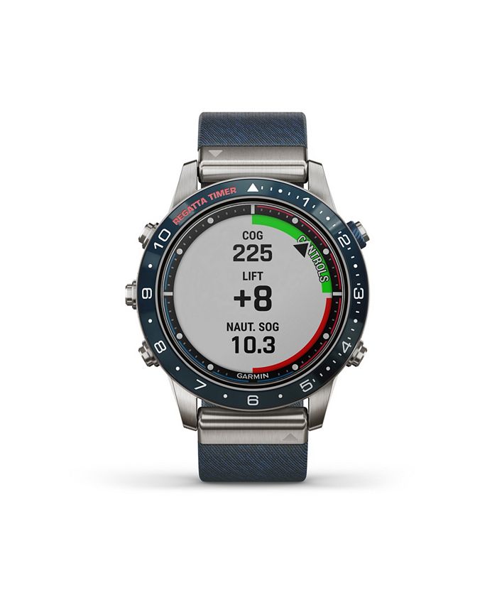 Garmin Unisex Marq Captain Blue Nylon Strap Smart Watch 46mm - Macy's