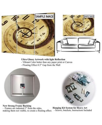 Design Art Designart Modern and Contemporary 3 Panels Metal Wall Clock ...