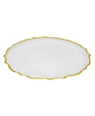 Alabaster Scalloped Chargers With Gold Rim - Macy's