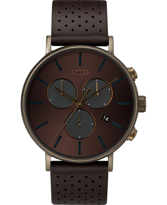 Timex Fairfield Chronograph Supernova 41mm Leather Strap Watch - Macy's