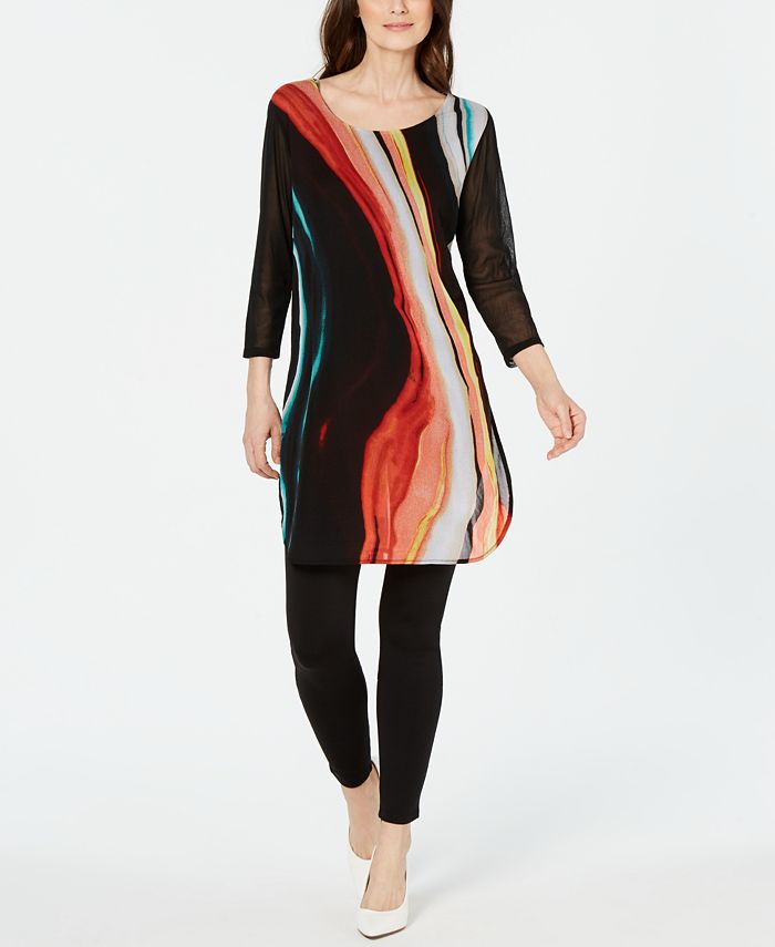 Alfani Printed Mesh Tunic, Created for Macy's - Macy's