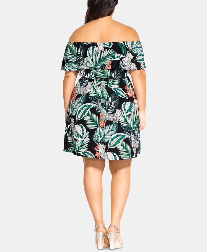 City Chic Trendy Plus Size Pacifica Off-The-Shoulder Dress - Macy's