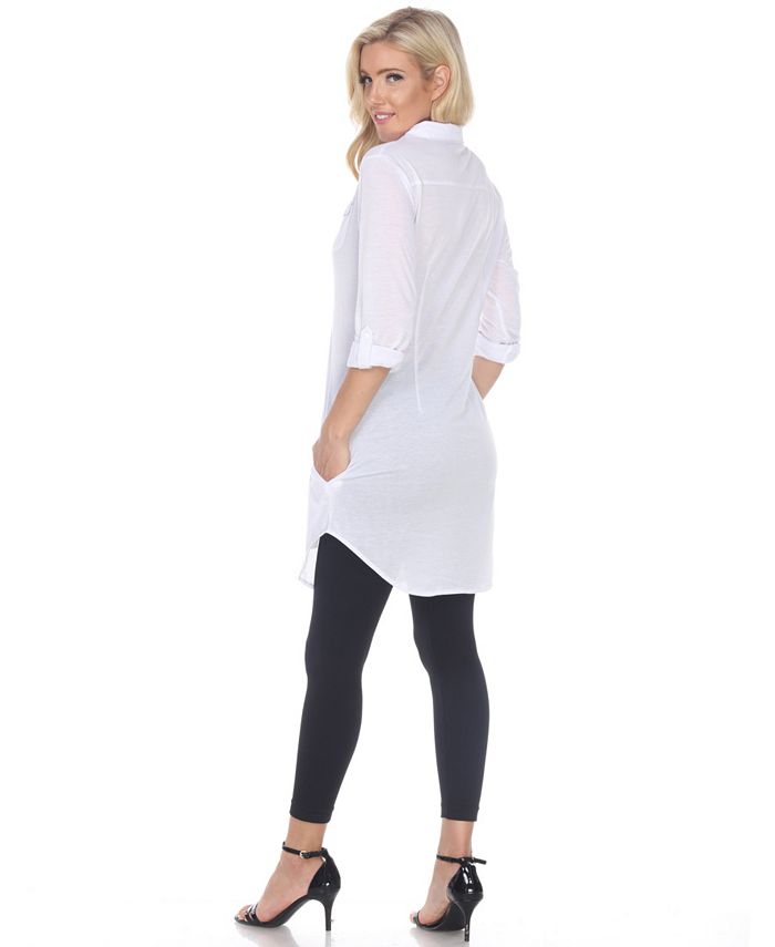 White Mark Women's Lakota Stretchy Button-Down Tunic - Macy's