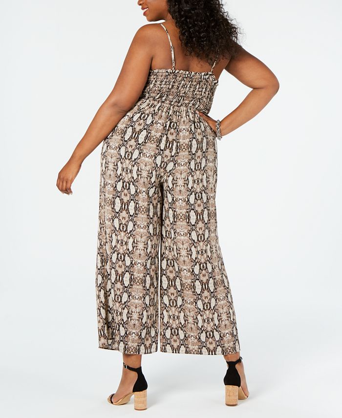 Monteau Juniors' Plus Size Snake-Print Jumpsuit - Macy's