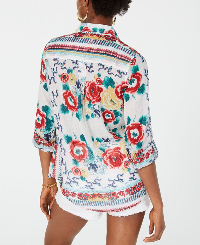 Raga Melissa Cotton Printed Button-Up Shirt - Macy's