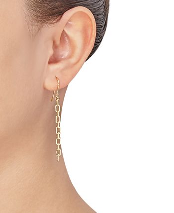 Italian Gold Forzatina Chain Drop Earrings in 10k Gold - Macy's