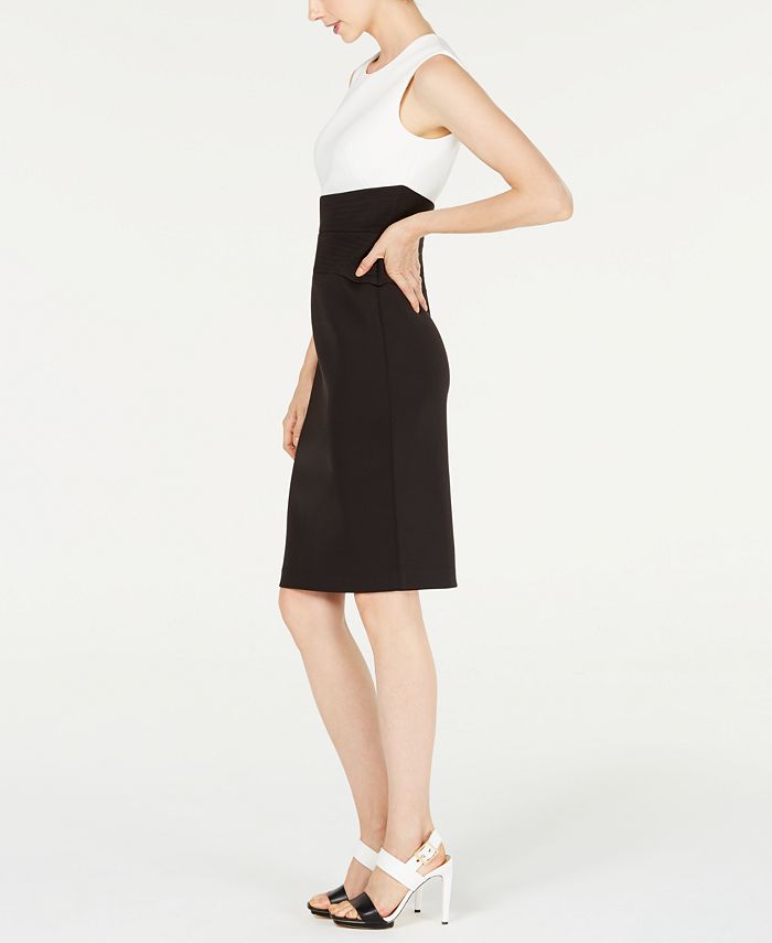 Calvin Klein Colorblocked Trapunto-Stitch Sheath Dress - Macy's