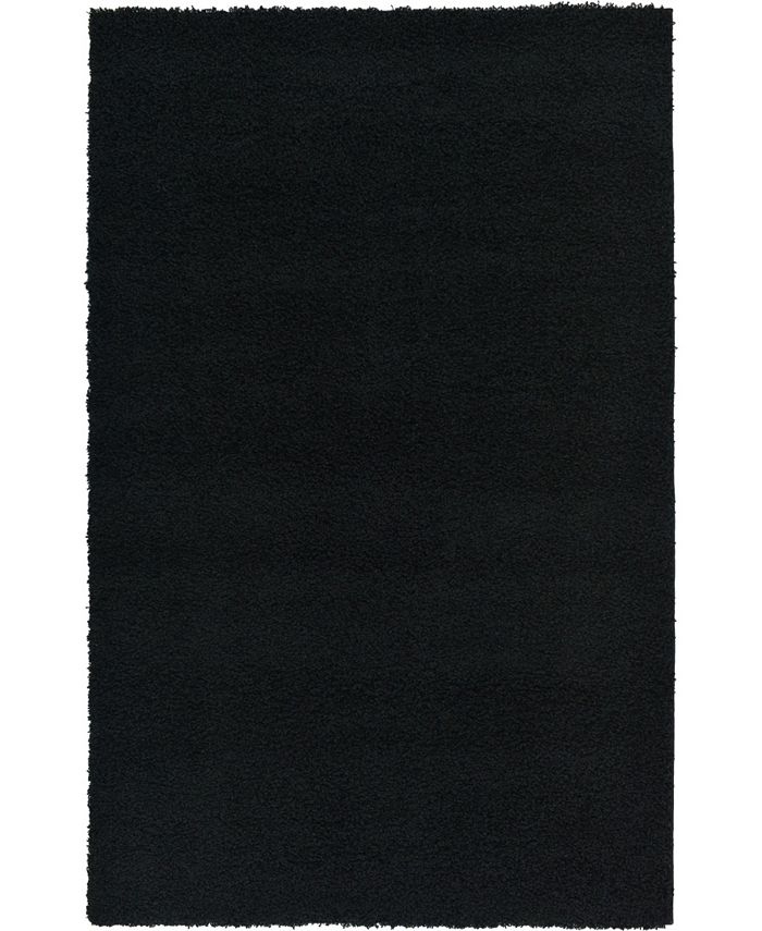 Bridgeport Home Exact Shag Exs1 Jet Black 5' x 8' Area Rug - Macy's