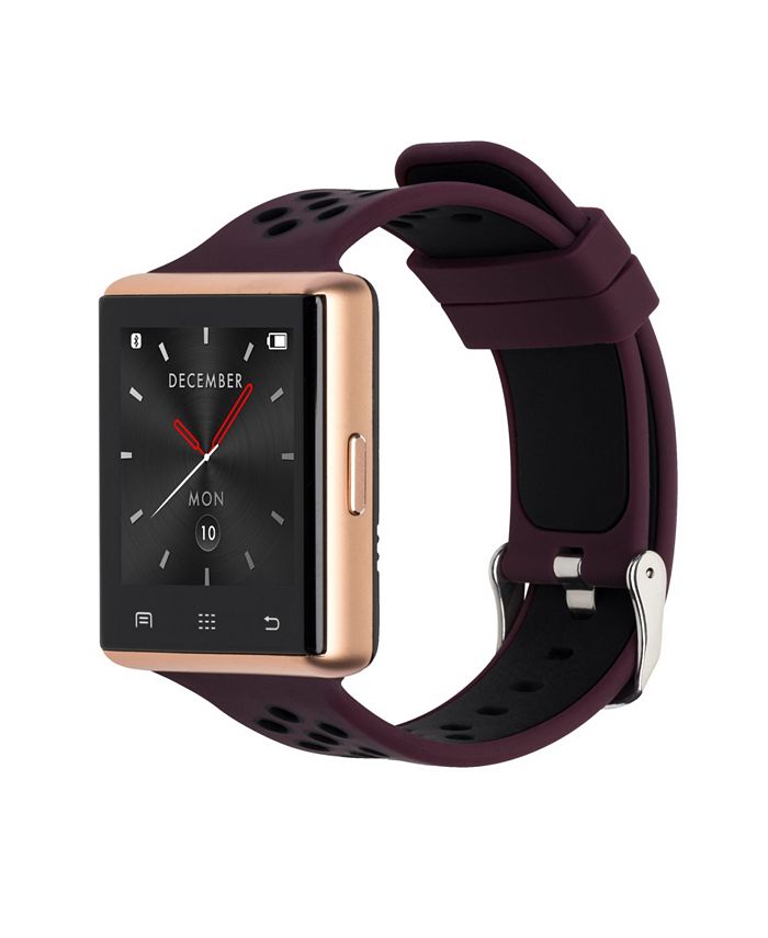 iTouch Air 2 Smartwatch 41mm Rose Gold Case with Merlot and Black Perforated Strap - Macy's
