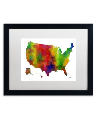 Marlene Watson 'USA Map Clr-1' Matted Framed Art - 16" x 20" - Macy's