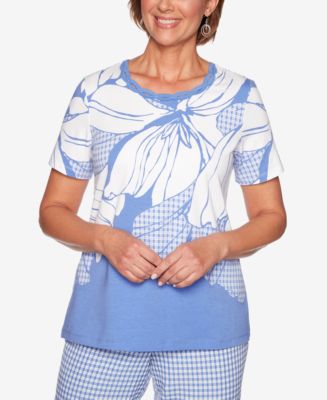 Alfred Dunner The Summer Wind Floral-Print Studded Top - Macy's