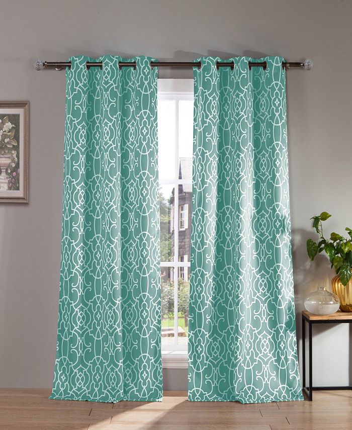 Duck River Textile Kit 38" x 84" Geometric Print Blackout Curtain Set ...