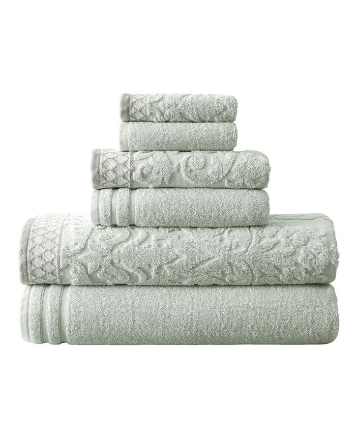 Modern Threads Damask Jacquard Towels With Embellished Border 6 Piece ...