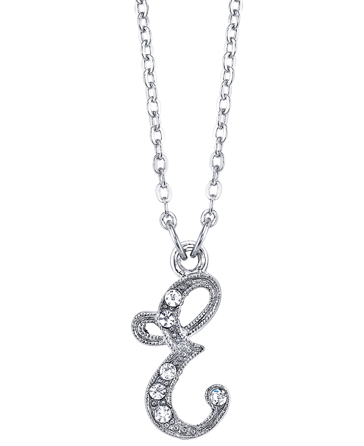 Click here for 2028 Silver-Tone Crystal Initial Necklace 16 Adjus... prices