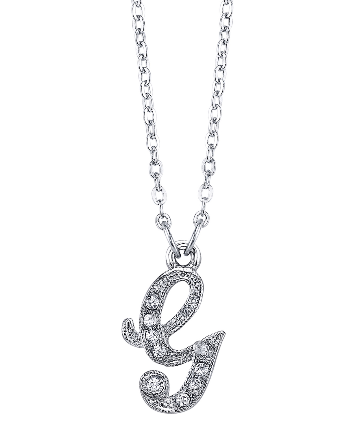 Click here for 2028 Silver-Tone Crystal Initial Necklace 16 Adjus... prices