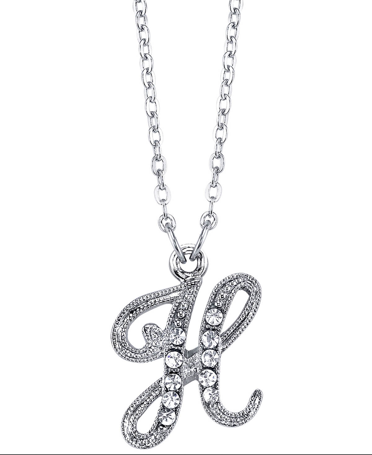 Click here for 2028 Silver-Tone Crystal Initial Necklace 16 Adjus... prices