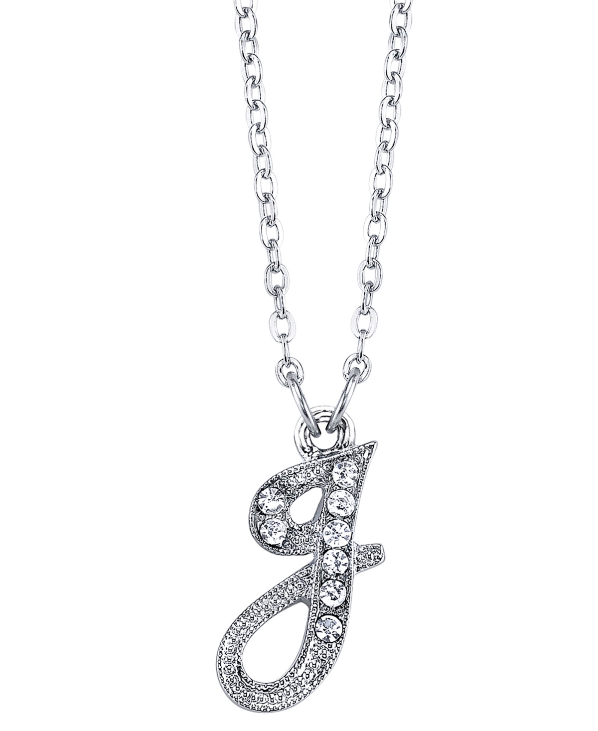 Click here for 2028 Silver-Tone Crystal Initial Necklace 16 Adjus... prices