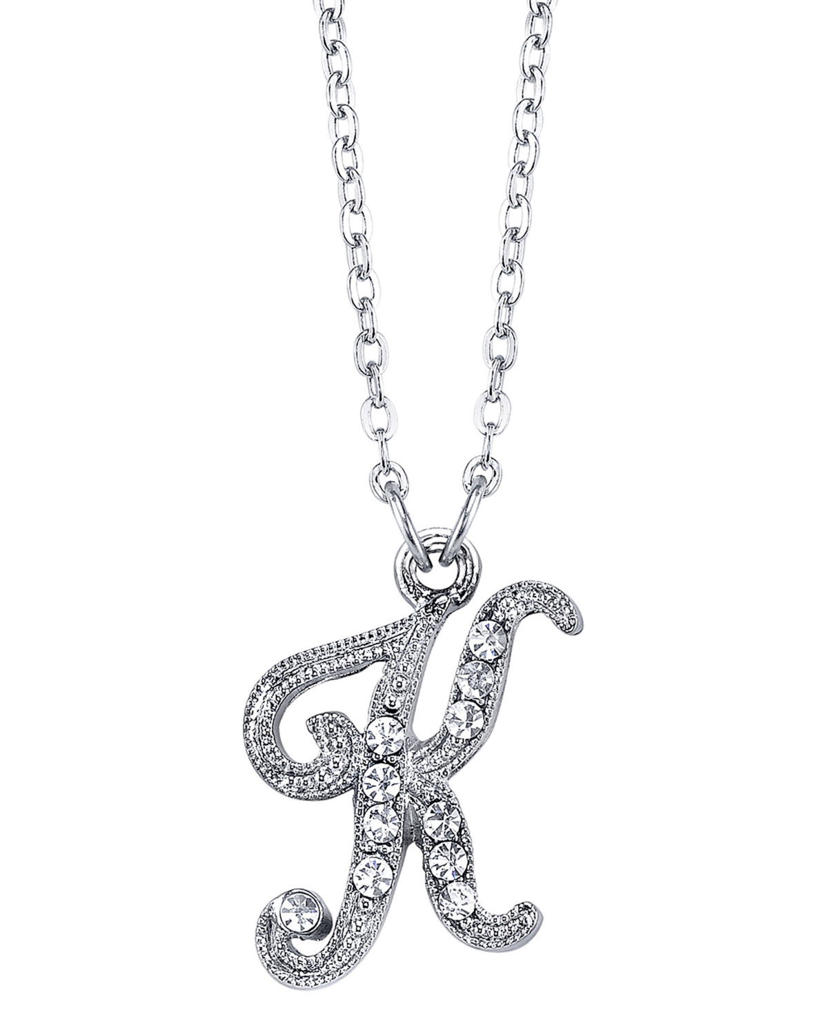 Click here for 2028 Silver-Tone Crystal Initial Necklace 16 Adjus... prices