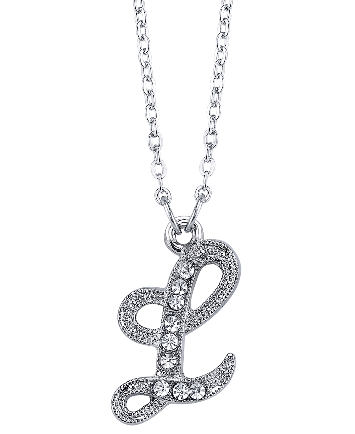 Click here for 2028 Silver-Tone Crystal Initial Necklace 16 Adjus... prices