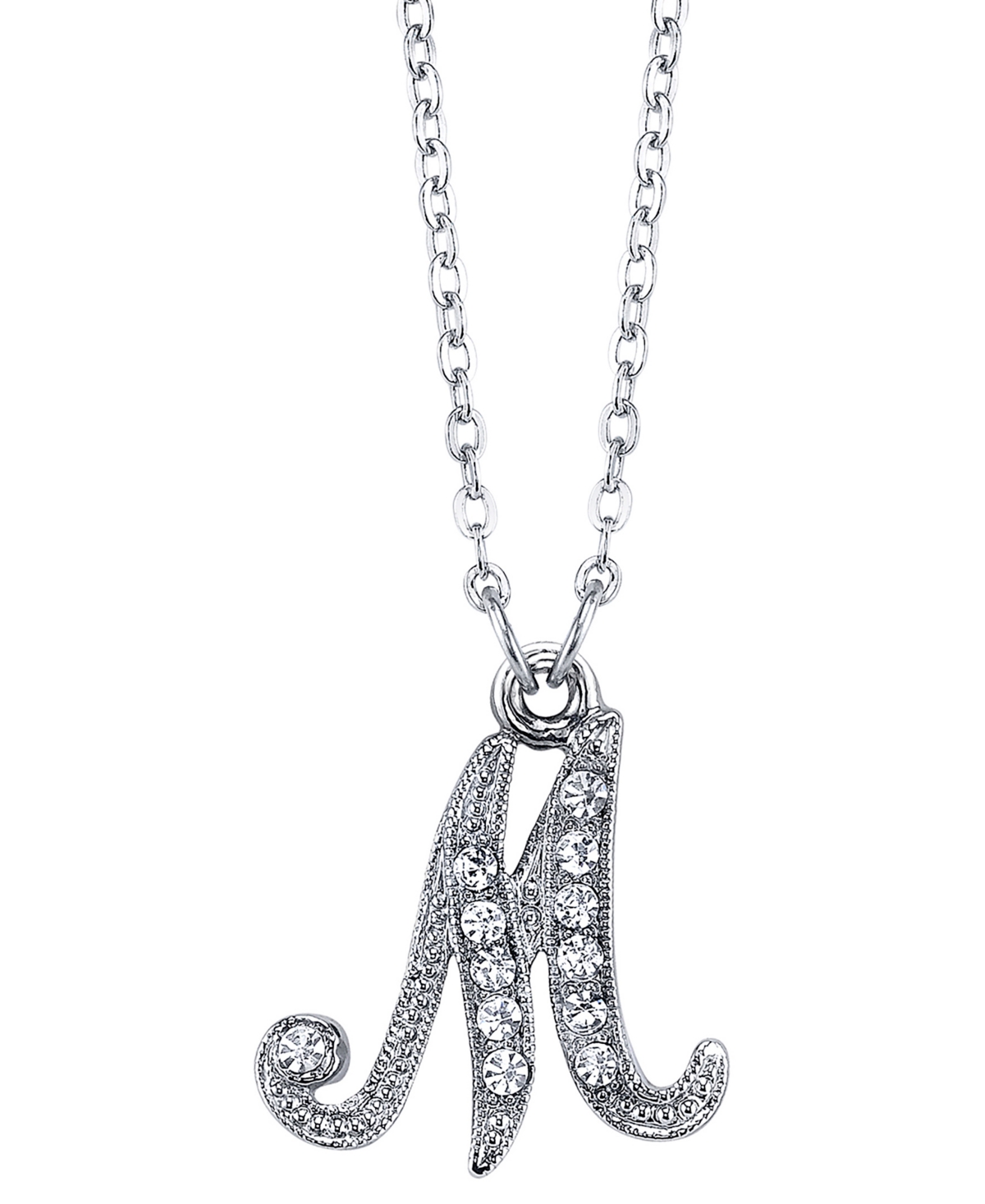 Click here for 2028 Silver-Tone Crystal Initial Necklace 16 Adjus... prices