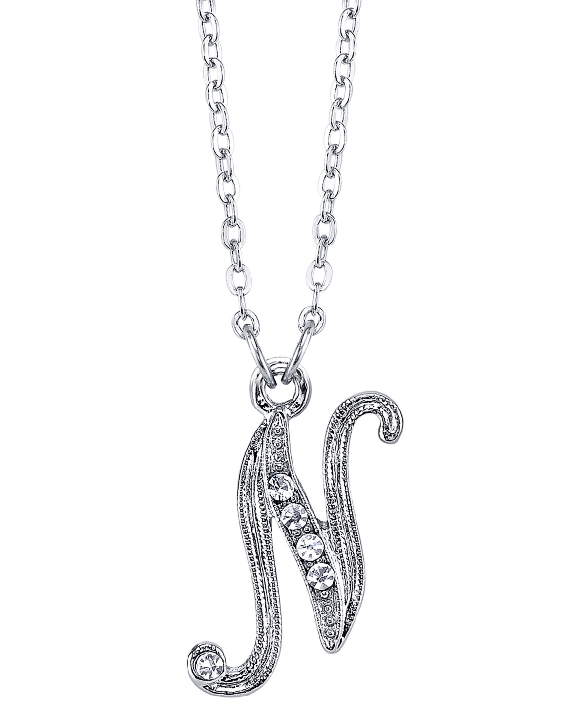 Click here for 2028 Silver-Tone Crystal Initial Necklace 16 Adjus... prices