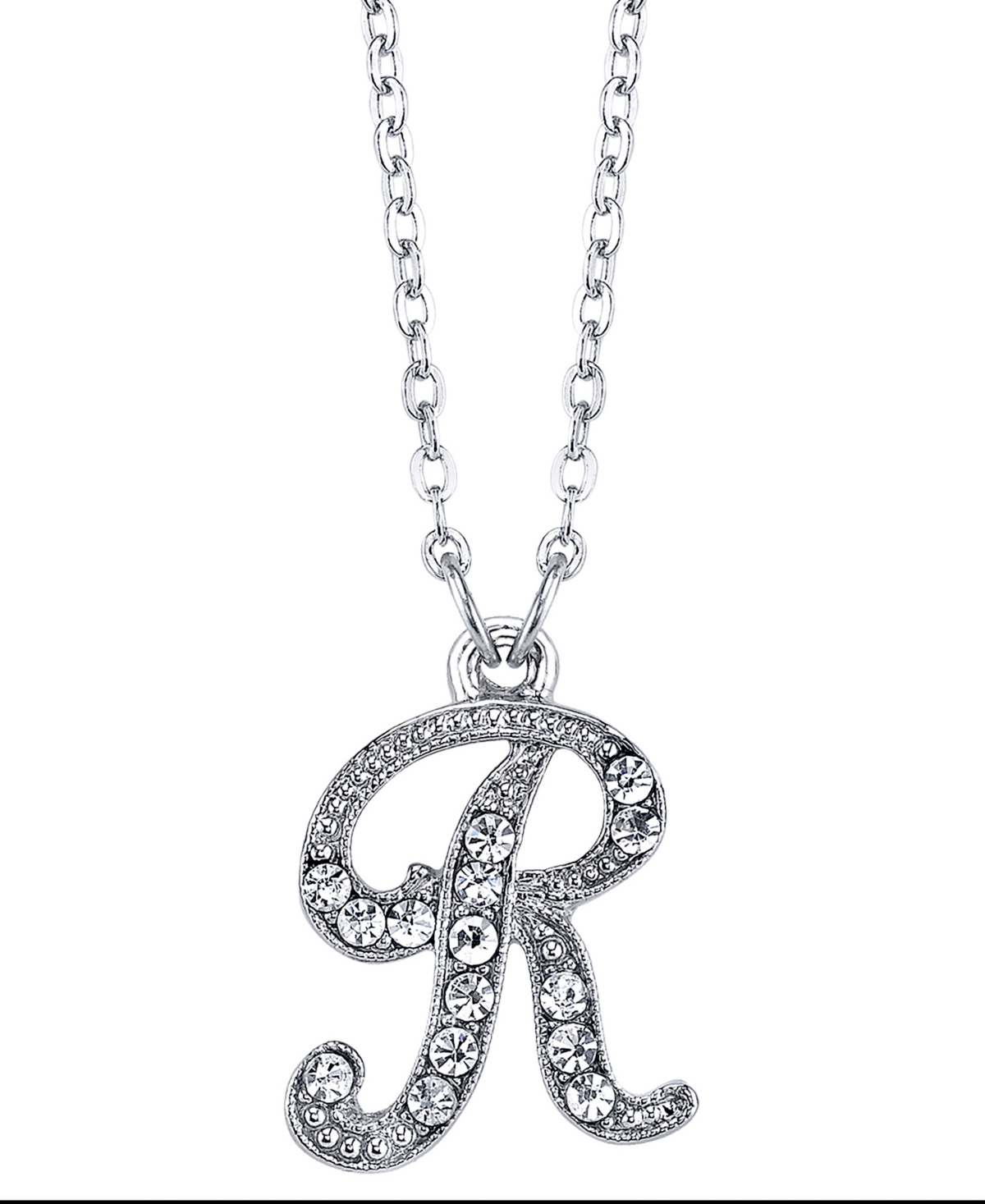 Click here for 2028 Silver-Tone Crystal Initial Necklace 16 Adjus... prices