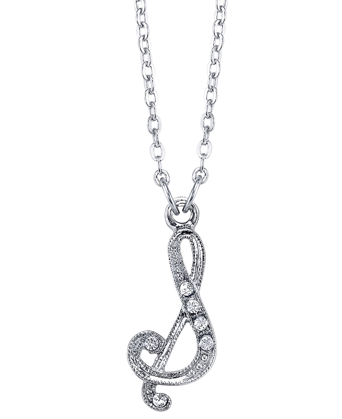 Click here for 2028 Silver-Tone Crystal Initial Necklace 16 Adjus... prices