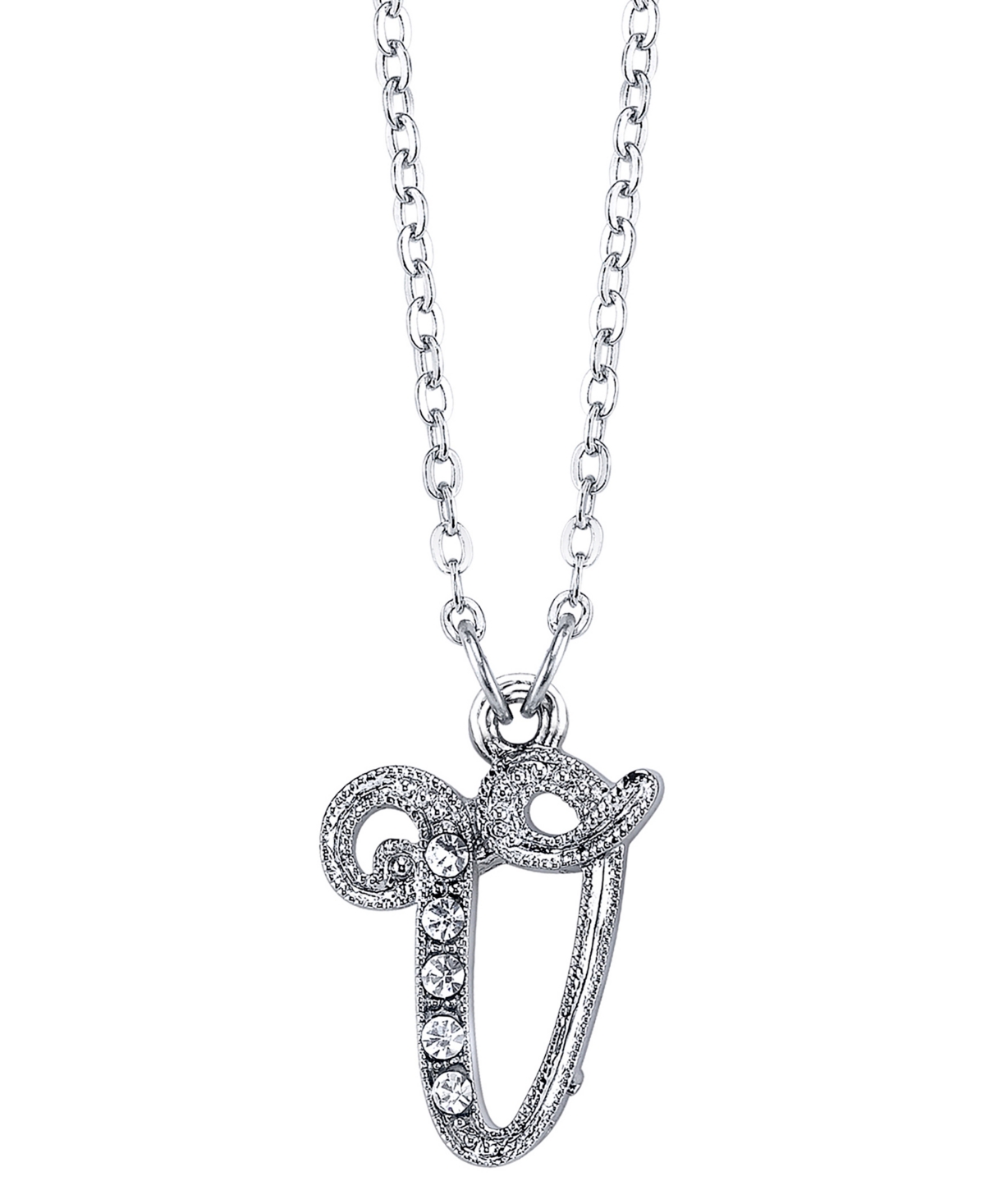 Click here for 2028 Silver-Tone Crystal Initial Necklace 16 Adjus... prices