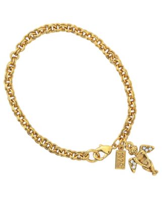 Symbols of Faith 14K Gold-Dipped Crystal Angel Chain Bracelet - Macy's