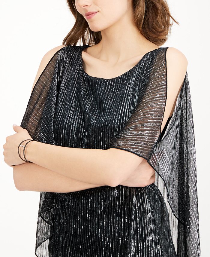 Connected Metallic Cape-Overlay Jumpsuit - Macy's