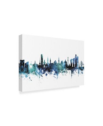 Trademark Global Michael Tompsett 'Copenhagen Denmark Blue Teal Skyline ...