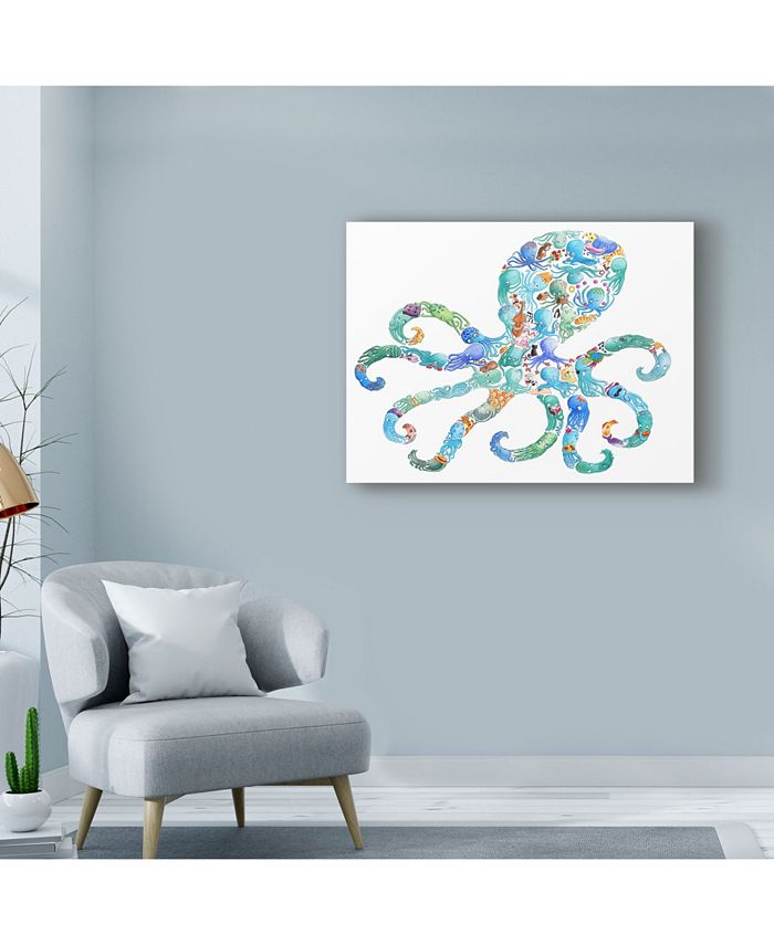 Trademark Global Louise Tate 'Octopus Collage' Canvas Art - 19" x 14 ...