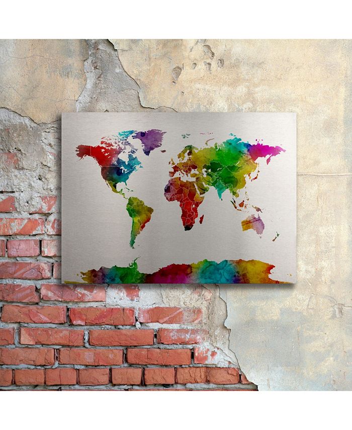 Trademark Global Michael Tompsett 'World Map II' Floating Brushed ...