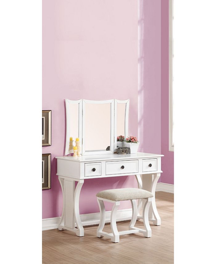 Benzara Modish Vanity Set Featuring Stool And Mirror - Macy's