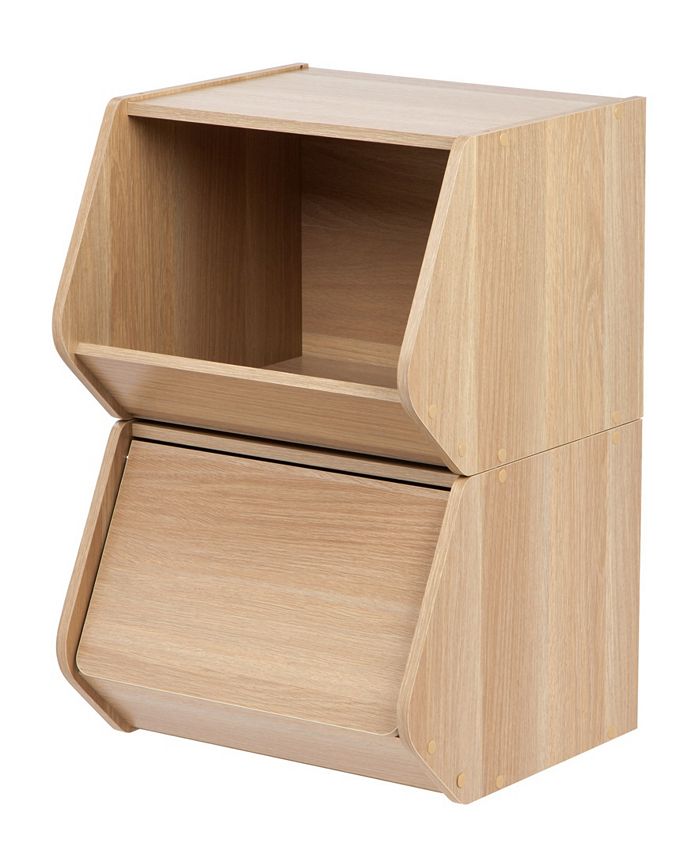 IRIS USA Modular Wood Stacking Storage Box With Door - Macy's