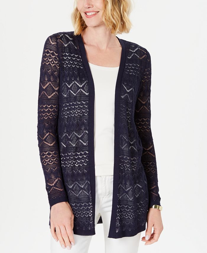 Charter Club Lace Open-Front Cardigan, Created for Macy's - Macy's