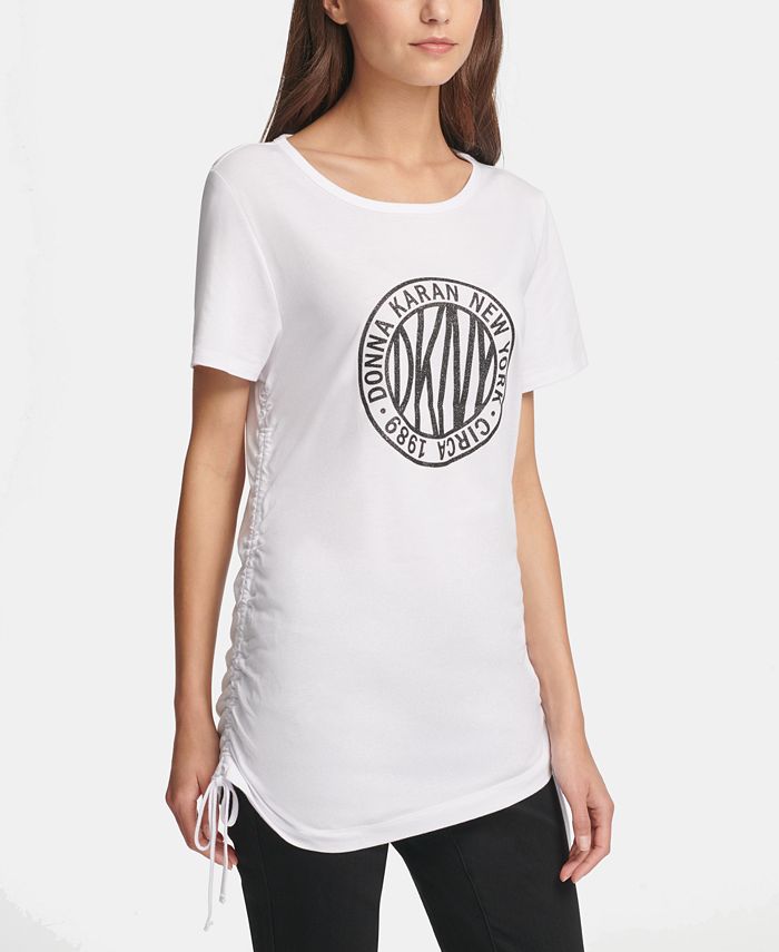 DKNY Ruched Logo Top - Macy's
